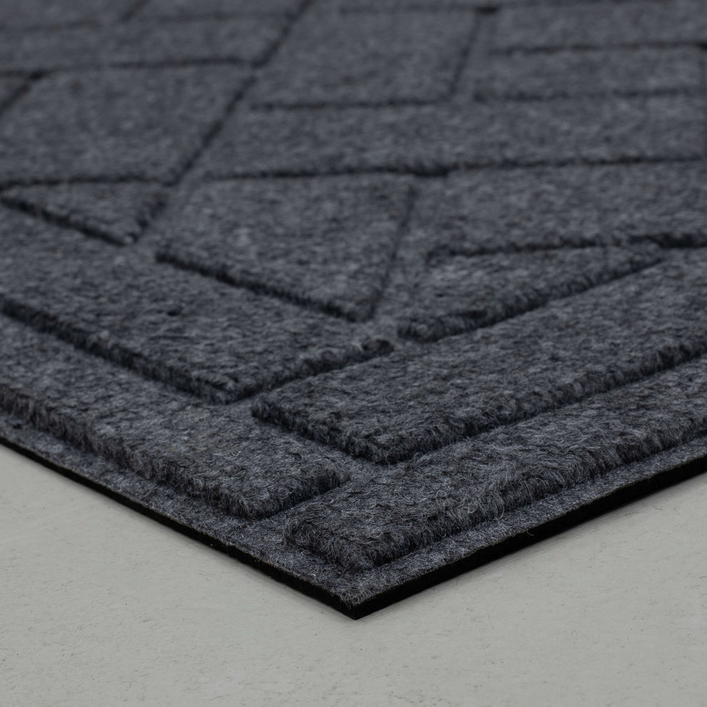 Herringbone Arched Imprint Grey Door Mat – Covered By Rugs