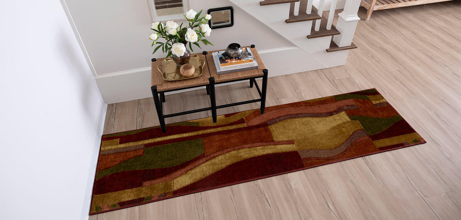 Marina Vino Red & Orange Area Rug – Covered By Rugs